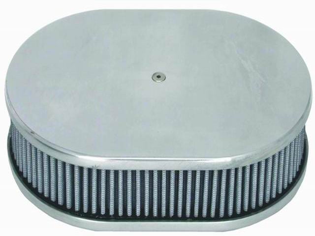 Oval Air Cleaner, Plain Polished Top, 12" x 2" Filter, 12" x 8.25" x 3. ...