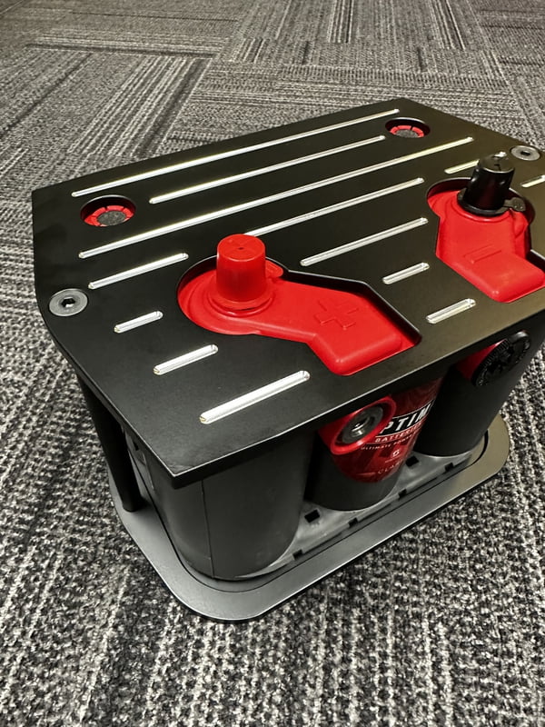 Optima Aluminum Battery Tray, Black w/ Ball-Milled, 4 Hole, Fits Optima ...