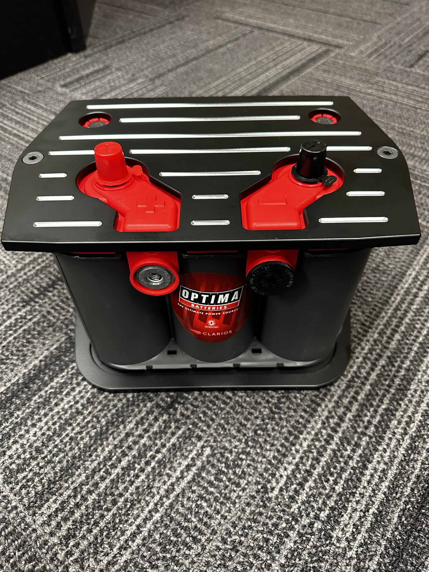 Optima Aluminum Battery Tray, Black w/ Ball-Milled, 4 Hole, Fits Optima ...