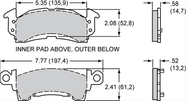 Brake Pad Set, GM & Wilwood D52 Caliper, PolyMatrix A