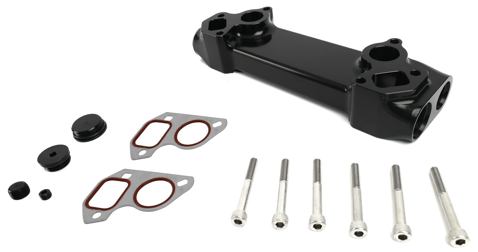 LS / LSX Water Manifold / Crossover, Black Lower #16AN Inlet, Upper #12 ...