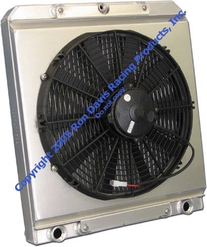 Dual Pass Drag Racing Radiator, 20" x 17.5" x 2", No Fill Neck, 3/4 ...