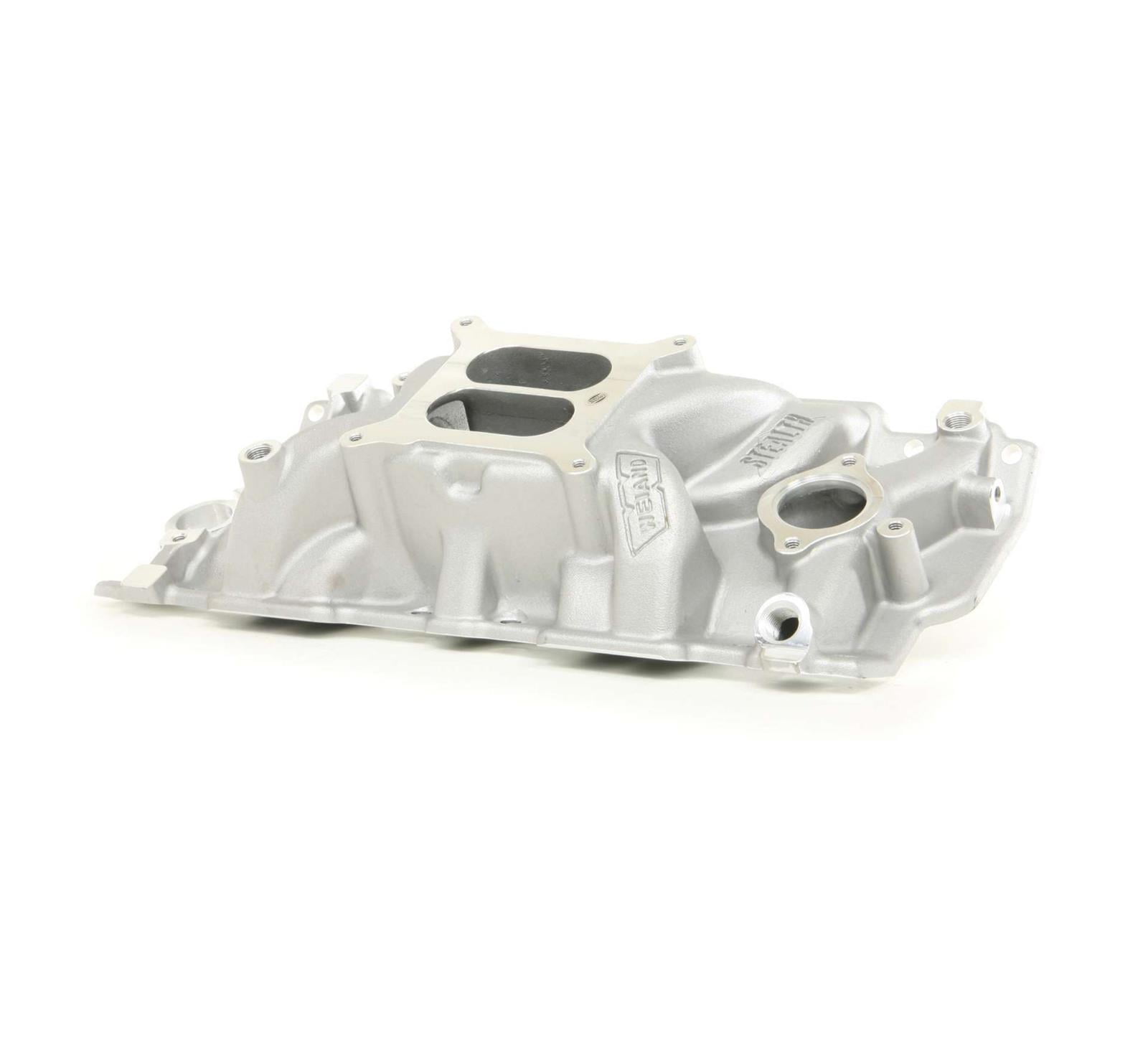 SBC, Dual Plane Intake Manifold, Stealth, Natural, Aluminum, Non-EGR ...