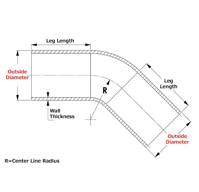 3.00" 45 Degree Bend 6061 Aluminum Tubing 16 Gauge w/ 6" Legs, 3.00 ...