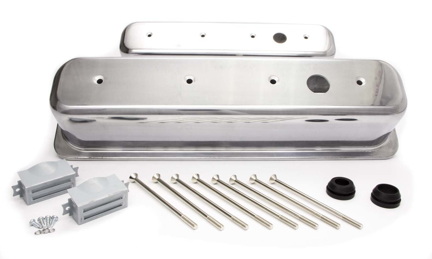 SBC, Tall Center Bolt Valve Covers with Holes, Aluminum, Polished, Bolt ...